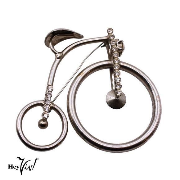 Vintage | Jewelry | Vintage Penny Farthing Bicycle Pin 3 Brooch Silver ...